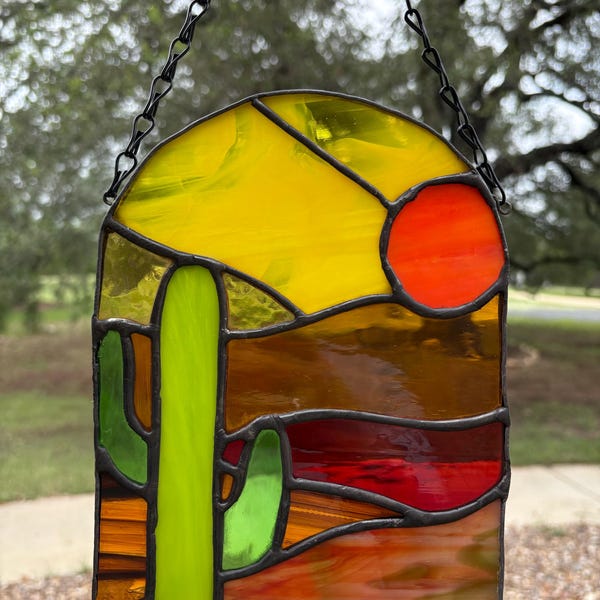 Desert Landscape Stained Glass Patterns – Set of 4 Designs – Digital ...