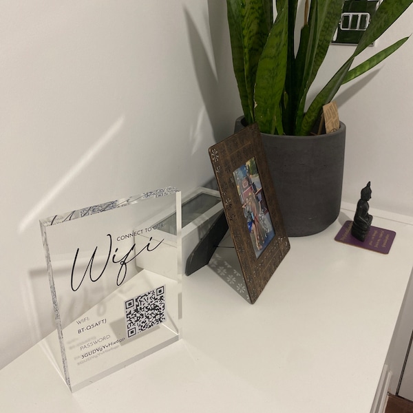 Wifi Acrylic Block Plaque With Password Info and QR Code Office Cafe ...