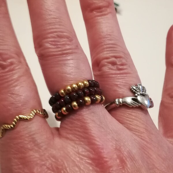 Stretch Beaded Ring, Elastic Stack Beaded Ring, Miyuki Beaded Glass ...