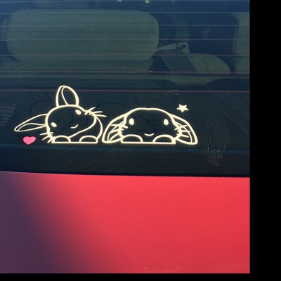 Peering Cute Lop Bunny Decal Mini Rabbit Laptop Sticker / Mini Bunny ...