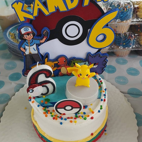 Custom Pokemon Birthday Cake Topper - Layered & 3D Cake Topper ...