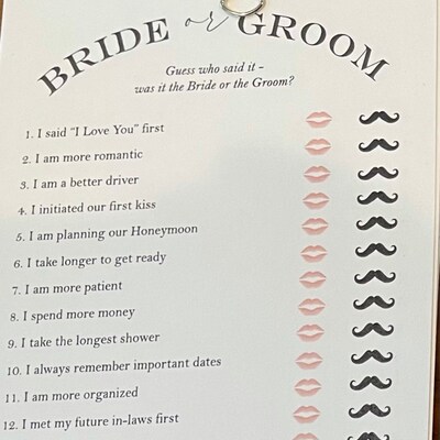 Bride or Groom Game Bridal Shower Activity Printable Game Donut or ...