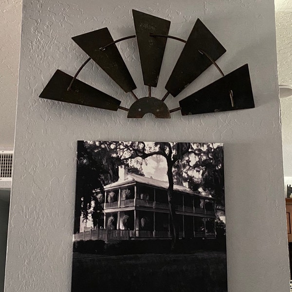 24 Inch Half Windmill Head Rusty Metal-rustic Farmhouse Windmill ...