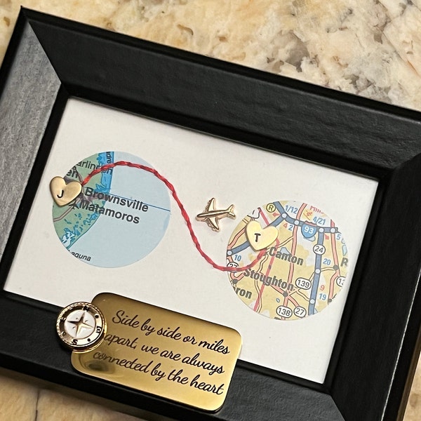 Long Distance Gift, Two Maps in One, Custom Map Gift, Maps in Frame ...