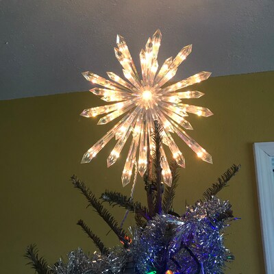 14 Lighted Starburst Snowflake Tree Topper Christmas Holiday 37 Lights ...