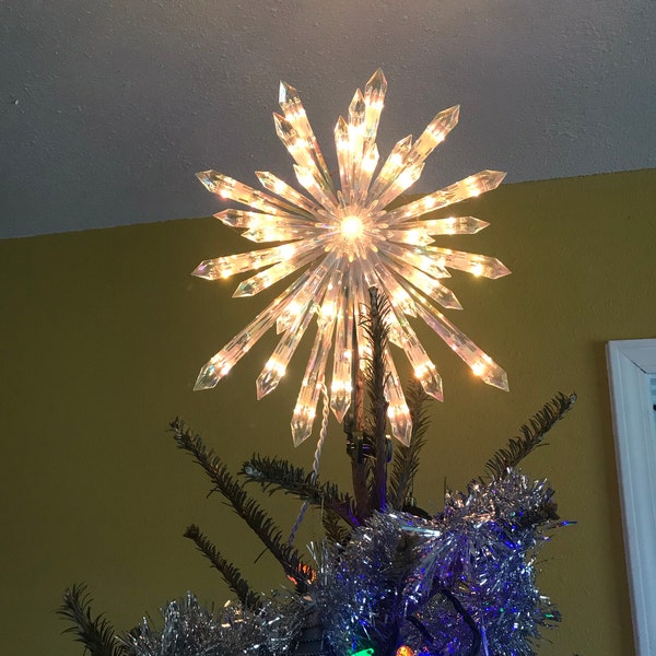 14" Lighted Starburst Snowflake Tree Topper Christmas Holiday 37 Lights ...