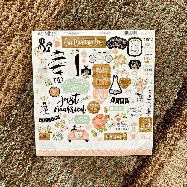 Our Wedding Stickers, 12"x12" Sticker, Cardstock Stickers, Anniversary ...