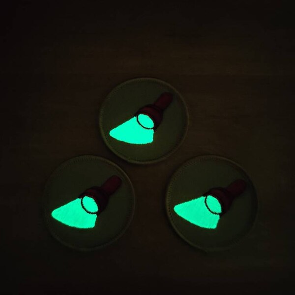 Glow in the Dark Flashlight Patch (533GL) 2 Inch Diameter Embroidered ...
