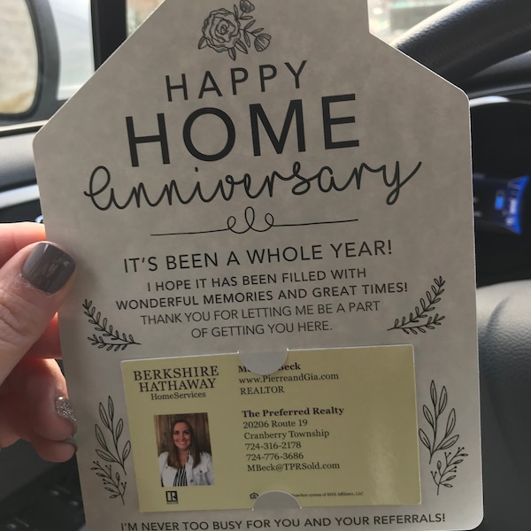 SET of Happy Home Anniversary Cards | Real Estate Agent Card | House ...