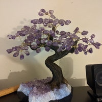 14" Tall Handmade Gemstone Tree W/ Crystal Cluster Base, 180 Total Gems ...