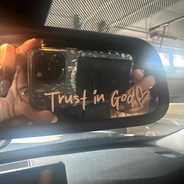 Trust in God Decal, Rear View Mirror Decal, Faith Car Mirror Decal ...