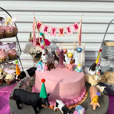 Girls Birthday Cake Topper Pink and Peach Personalized Cake Topper for ...