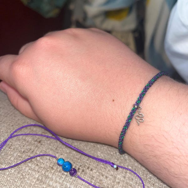 Kumihimo Lunar Year Snake String Braided Bracelet. Nylon. Handmade Jewelry. Stylish Custom ...