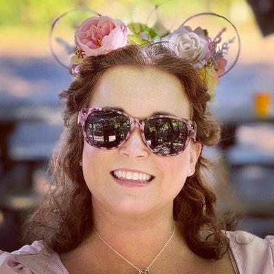 Pink Princess Floral Mini Mouse Ears Small Soft Black Ears - Etsy