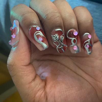 Y2k Red Star Hand Painted Nails /custom Press on Nails/ Hand - Etsy Canada