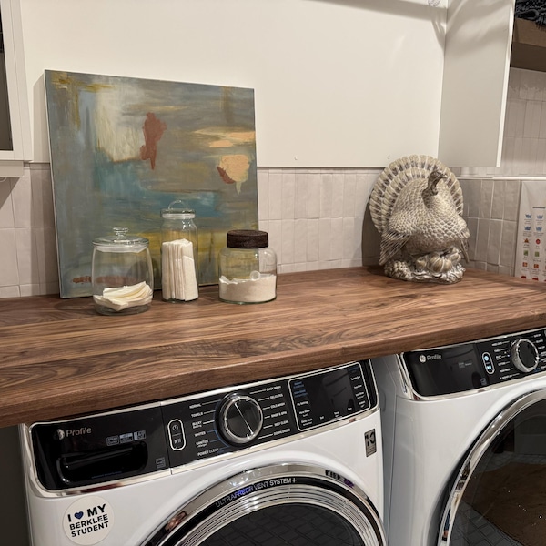 Oak Laundry Countertop: Custom Washer & Dryer Station, Walnut, Maple ...