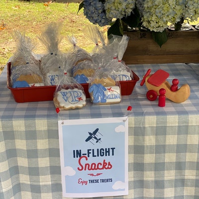 In Flight Snacks 5x7, 8x10 Printable Boy's Airplane Baby Shower Food ...