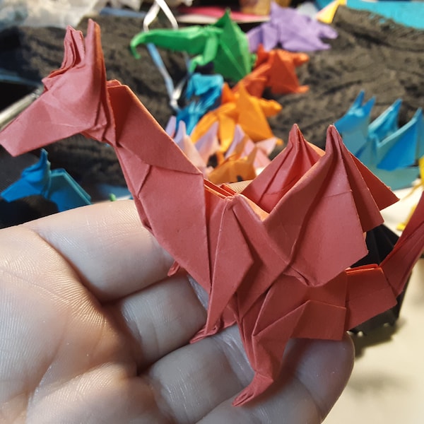 Handmade Red Paper Origami Dragon - Etsy