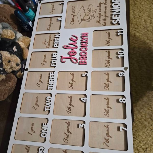 Custom School Years Picture Frame Birth Through Graduation, Pre K to ...