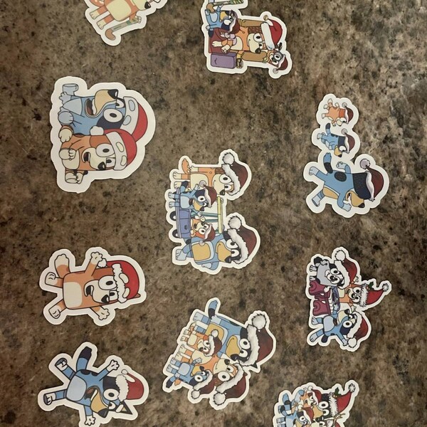 Bluey Christmas Cupcake Toppers- Double Sided - Etsy