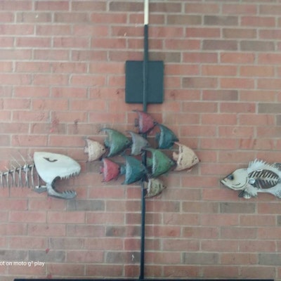 Metal Fish Sculpture Cabin Fish Decor Lodge Bass Artwork Metal Bone ...