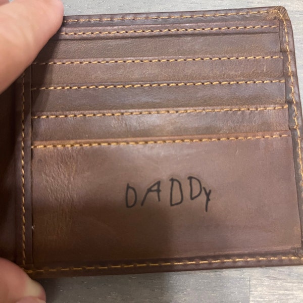 Handwriting Men's Wallet, Engraved Memorial Signature Wallet, Groomsmen ...