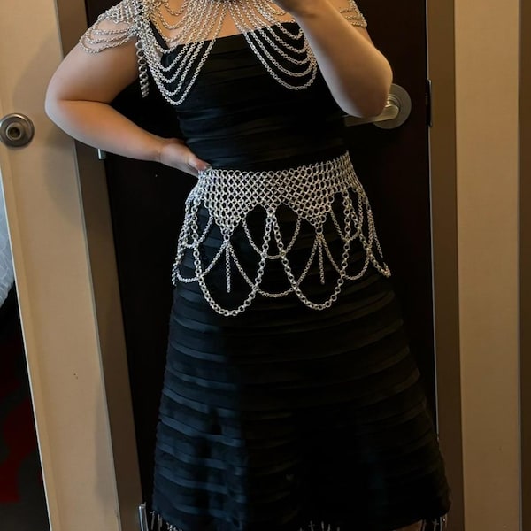 Chainmail Skirt, Chainmaille Shoulder Jewelry, Rave Outfit, Medieval ...
