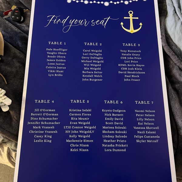 Nautical Wedding Seating Chart Template, Ocean Seating Chart, Sea ...