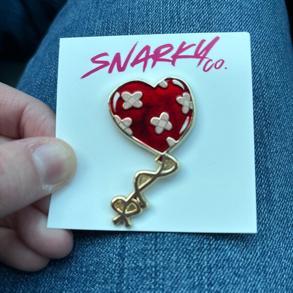 Heart Balloon - Float Away Pin - Red and Gold - Etsy