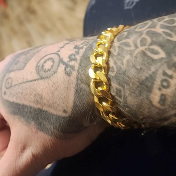 14k Solid Gold Curb Chain Bracelet for Men - Vermeil Jimi Bracelet - Etsy
