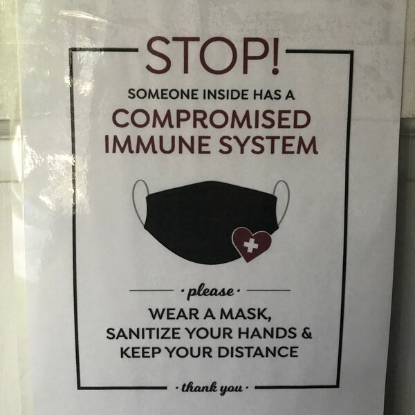 STOP Immunocompromised Person Inside Printable Sign ~ Wear a Mask Keep ...