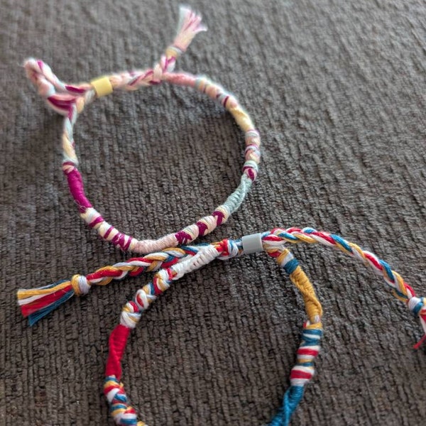 Boho Fringe Cotton Keychain, Case of Stripes Friendship Bracelet ...