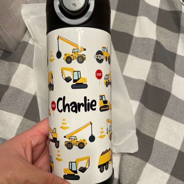 Kids Construction Water Bottle, Construction Tumbler, Kids Construction ...