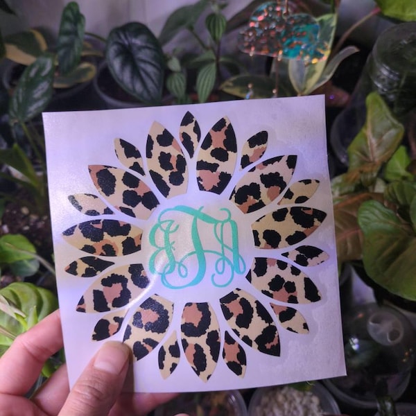 Sunflower Monogram Car Decal | Flower Monogram | Sunflower Custom Decal ...