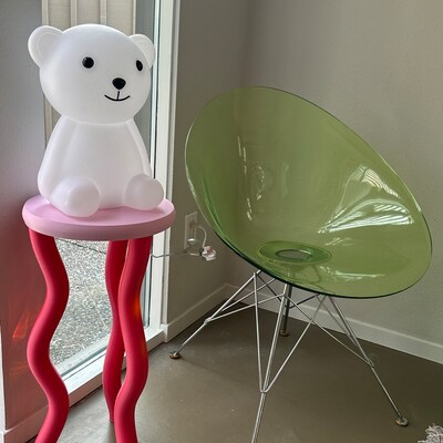 Colorful Wavy Side Table Fun Blue Postmodern Maximalist Wavy Memphis ...