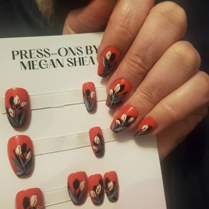 Forest Foliage Cottagecore Hand-painted Press-on Nails | Etsy