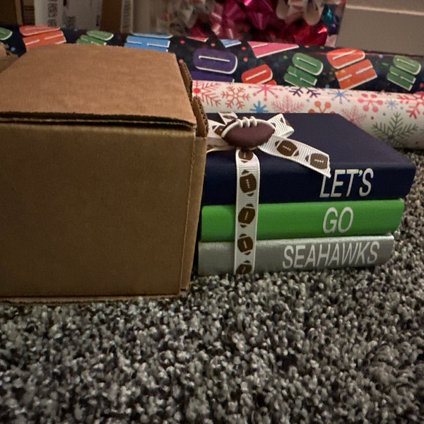 Farmhouse Mini Wood Book Stack,seattle Seahawks Wood Books,seattle ...
