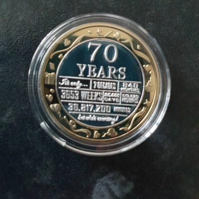 70th Birthday Dual Metal Silver & 24ct Gold Commemorative. Gift/present ...