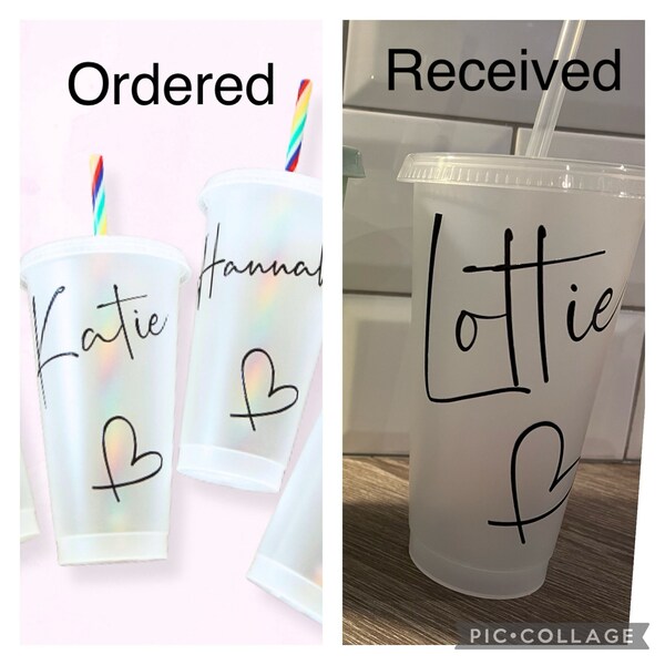 Personalised Cold Cup With Straw, Starbucks Inspired, Rainbow Cold Cup ...