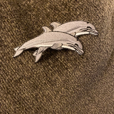 Two Dolphins Double Realistic Ocean Animal Iron on Applique Embroidered ...