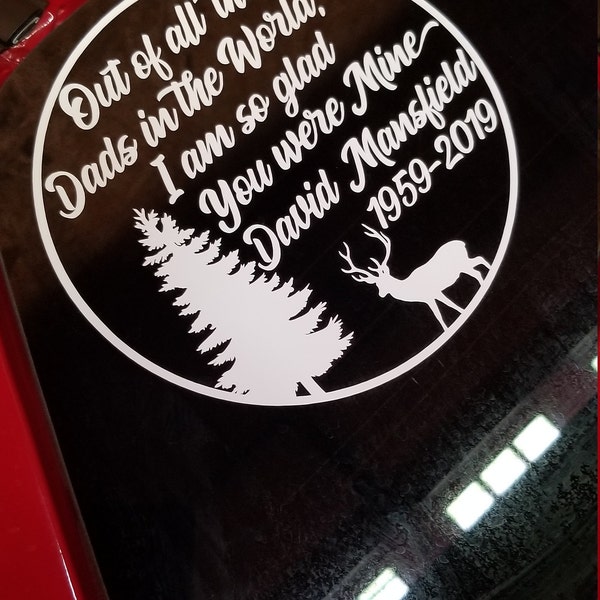 Dad Memorial Vinyl Decal | Custom Tribute Remembrance Sticker Forever ...