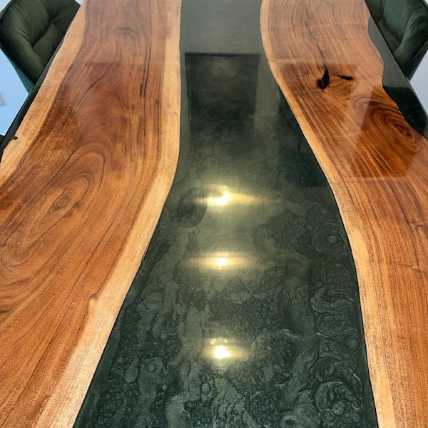 Black Swirl Epoxy Table/ Live Edge Table /wooden Table/ Epoxy River ...