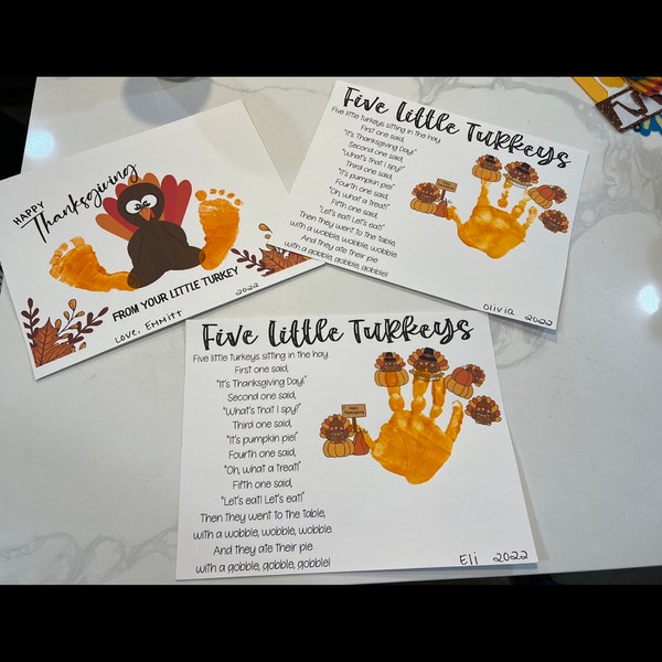 Five Little Turkeys - Thanksgiving - Pumpkin Pie - Poem - Handprint Art ...