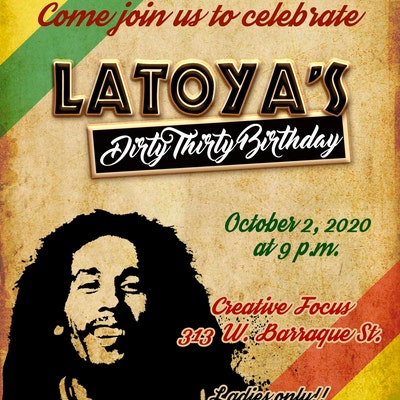 SELF EDITABLE Reggae Birthday Invitation, Rasta, Jamaican, Rastafari ...