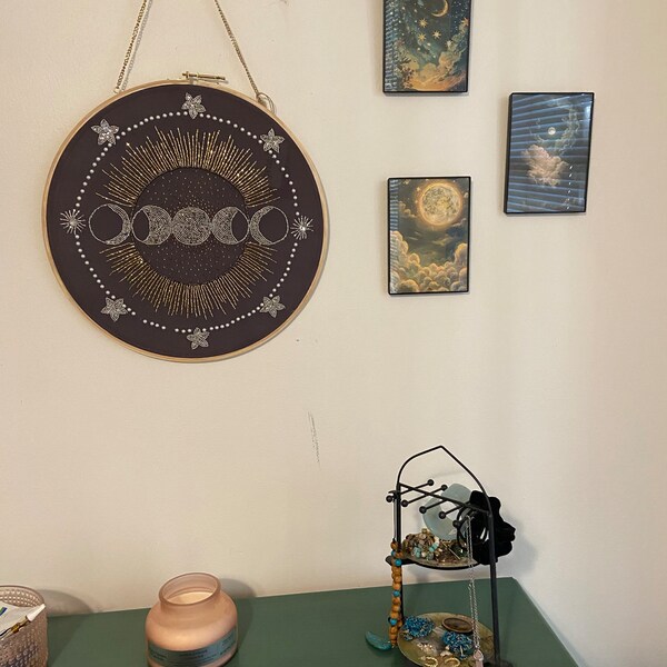 Vintage Painting of the Moon and Stars Digital Print | Celestial Print ...