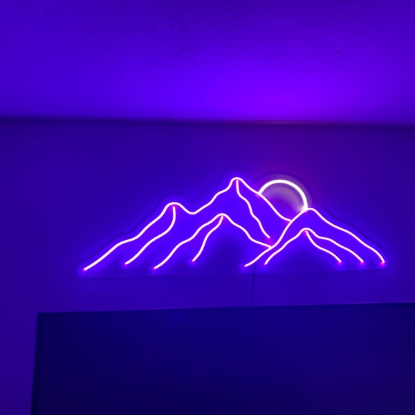 Mountain LED Neon Sign | Customize Large Sunset Acrylic Wall Art ...