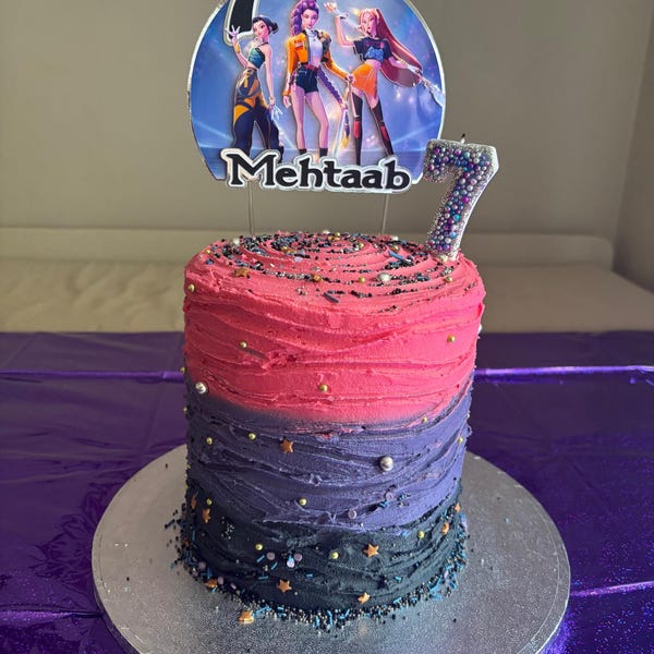Personalised 3D Light-up Cake Topper – Custom Name & Age – Demon Hunter ...