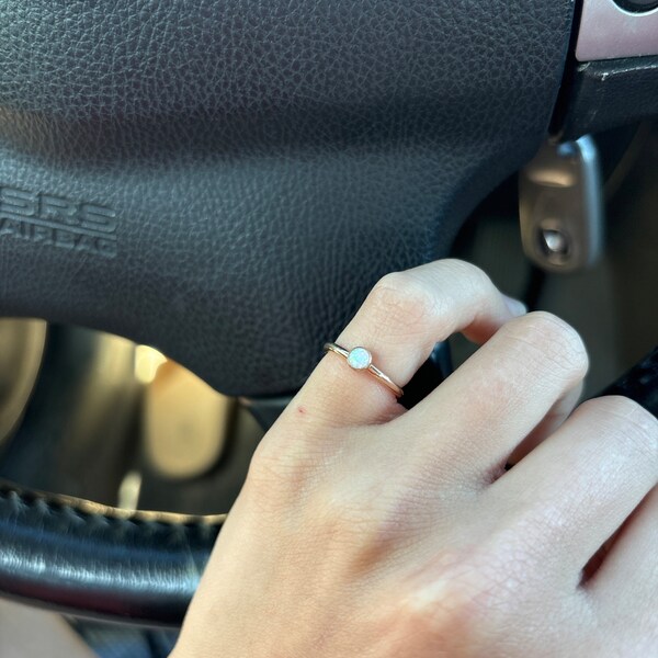 Tiny Shell Stacking Ring, Gold Filled Seashell Stacking Ring, Thin Gold Shell Ring, Stacking ...