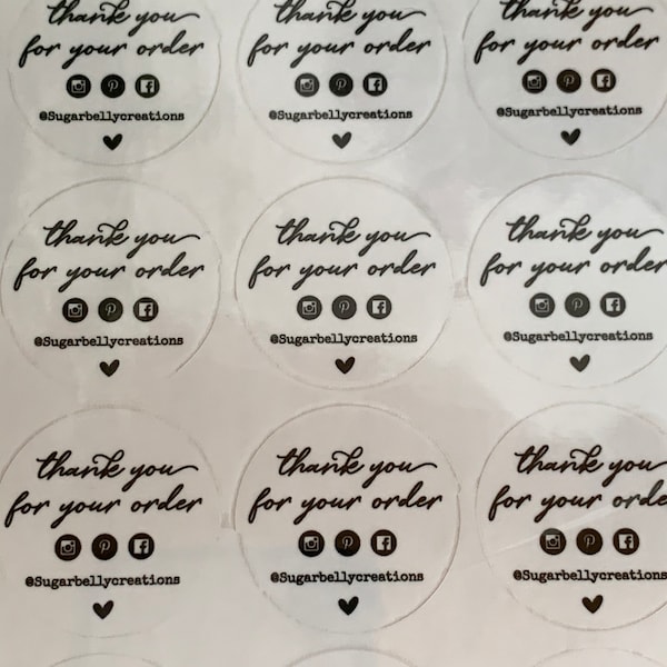 Custom Thank You for Your Order Stickers, Personalized Square Business ...