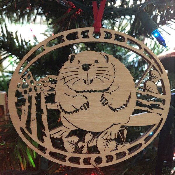 Wood Beaver Ornament Wood Cut Beaver Decoration North American Beaver ...